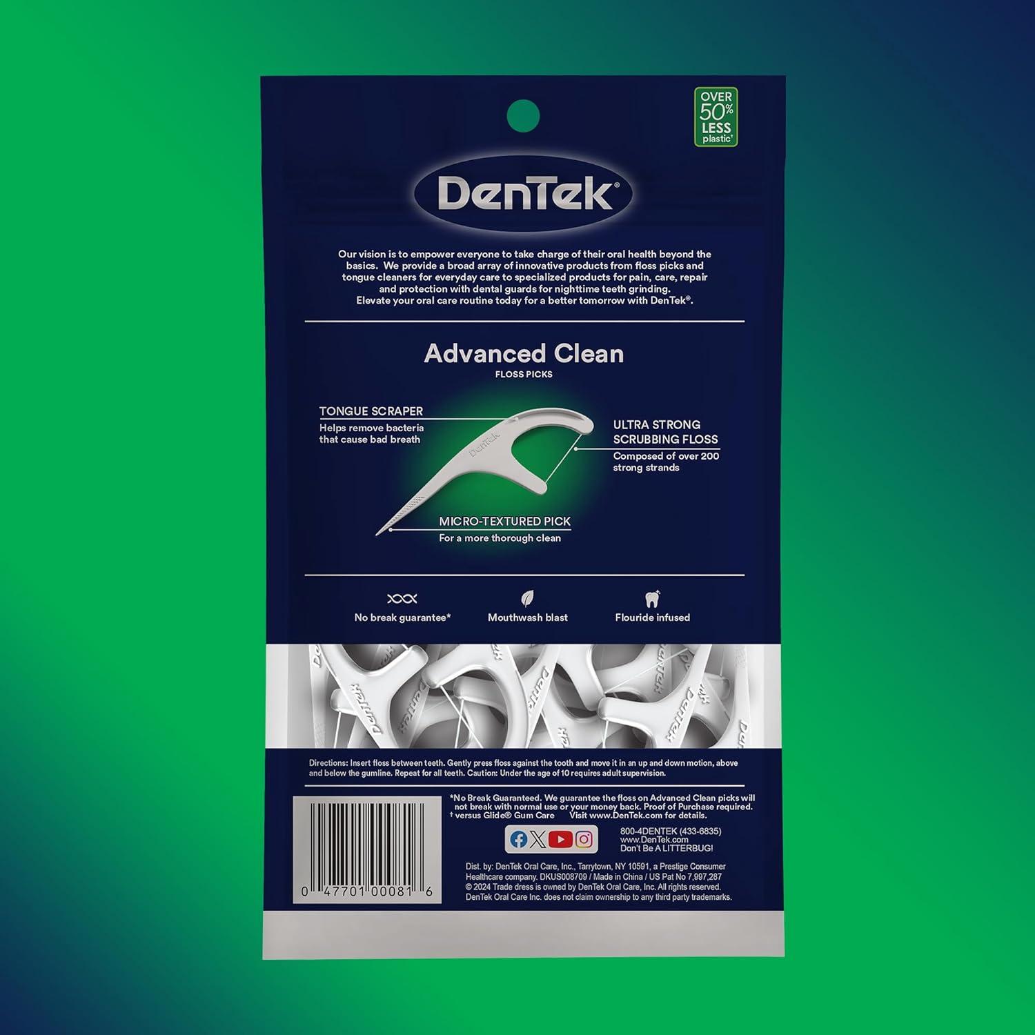 DenTek Triple Clean Advanced Clean Floss Picks, No Break & No Shred ...